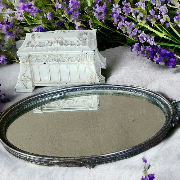 Antique | Accents | Antique Vanity Mirror Silverplated Frame Shabby ...